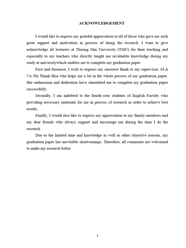 Acknowledgement | PDF | Translations | English Language