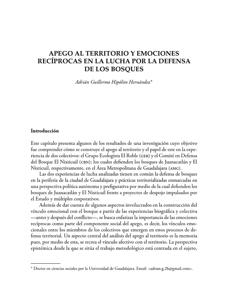 Emociones Y Medio Ambiente Cap 6 Apego Al Territorio Y Emociones