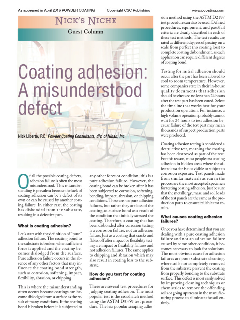 Coating Adhesion - A Misunderstood Defect (Converted) | PDF