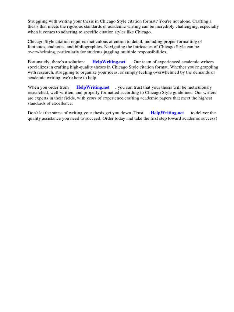 Chicago Style Citation Thesis | PDF | Citation | Note (Typography)