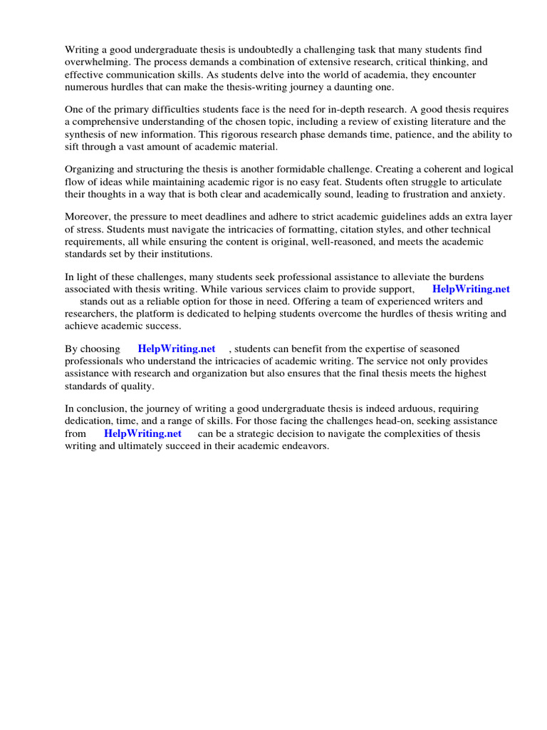 How To Write A Good Undergraduate Thesis | PDF | Thesis | Science