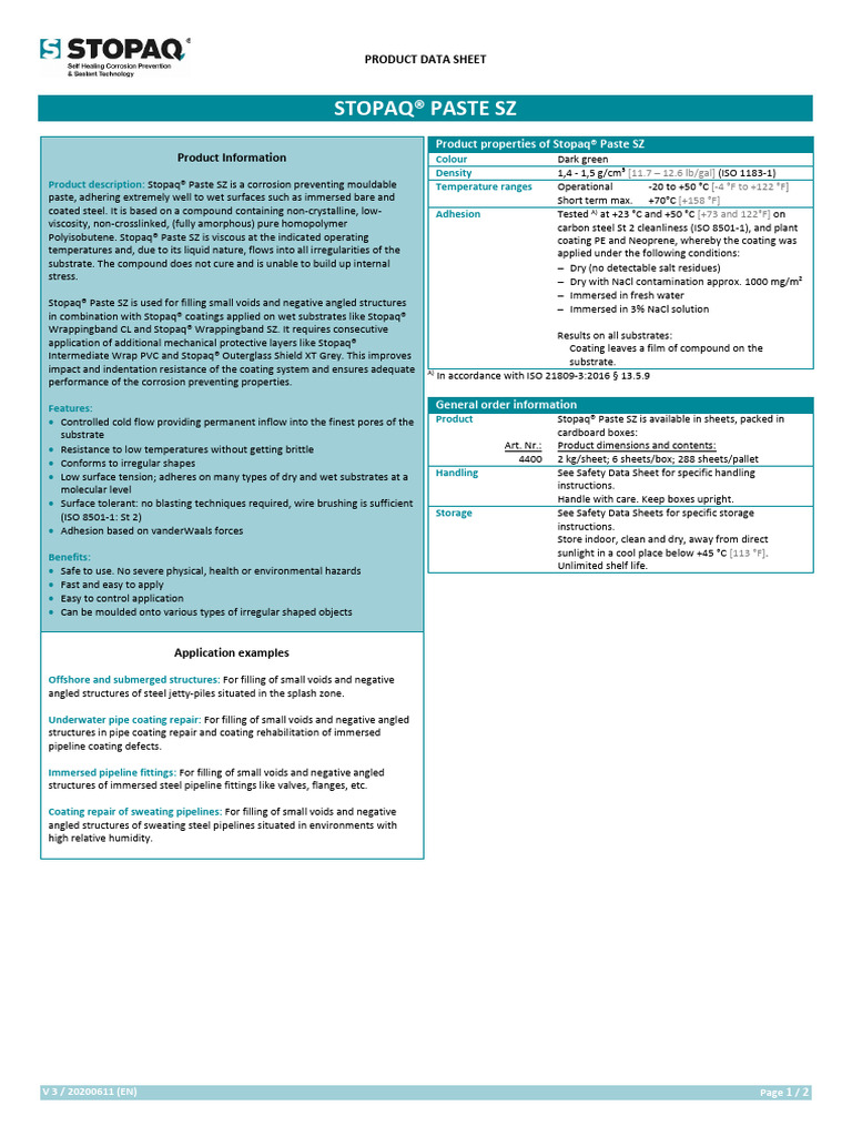 PDS-Stopaq-Paste | PDF | Coating | Sodium Chloride