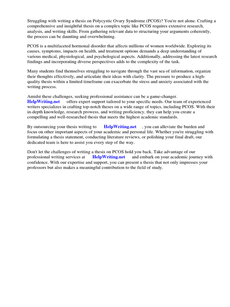 Thesis On Pcos | PDF | Self-Improvement