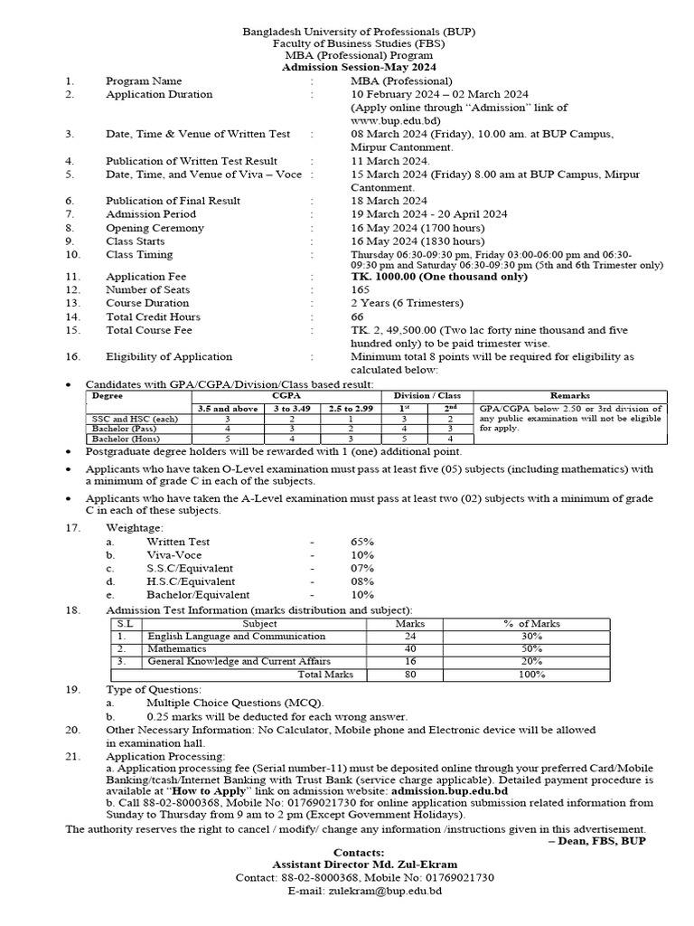 MBA Professional May 2024 | PDF | Multiple Choice | Qualifications
