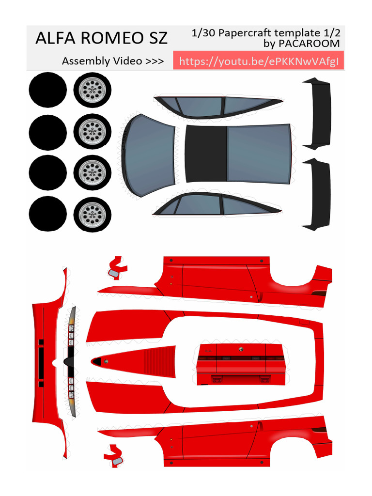 Alfa Romeo SZ Papercraft Template | PDF