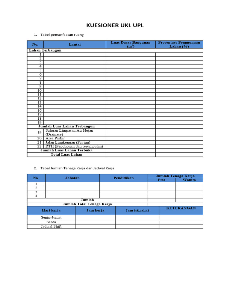 Kuesioner UKL UPL untuk Industri | PDF