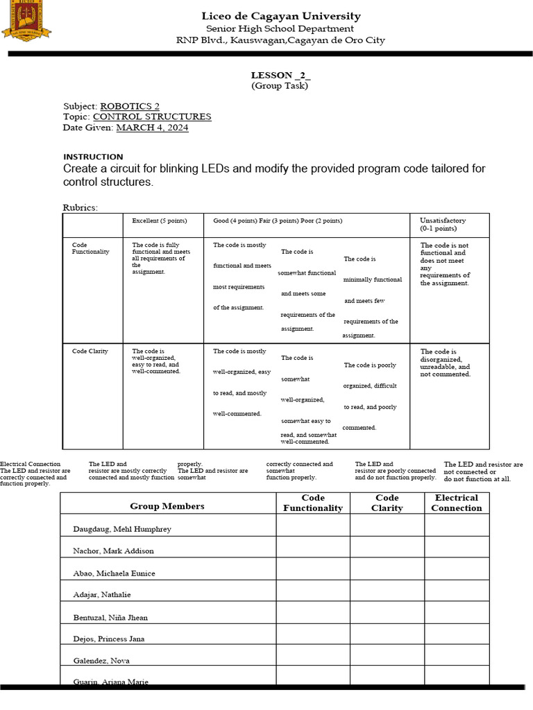 Control Structures Activity Form | PDF Control Structures Activity Form | PDF