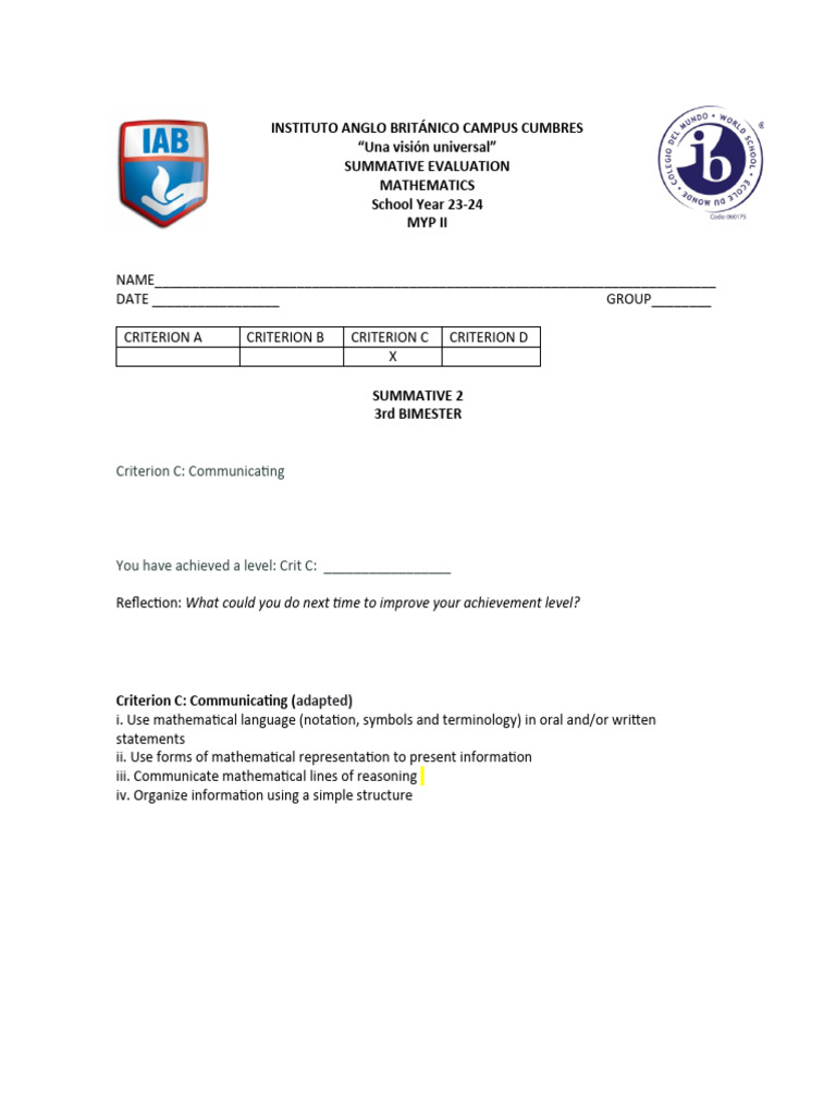 M7 Math Criteria C 2D Shapes ADAPTED | PDF