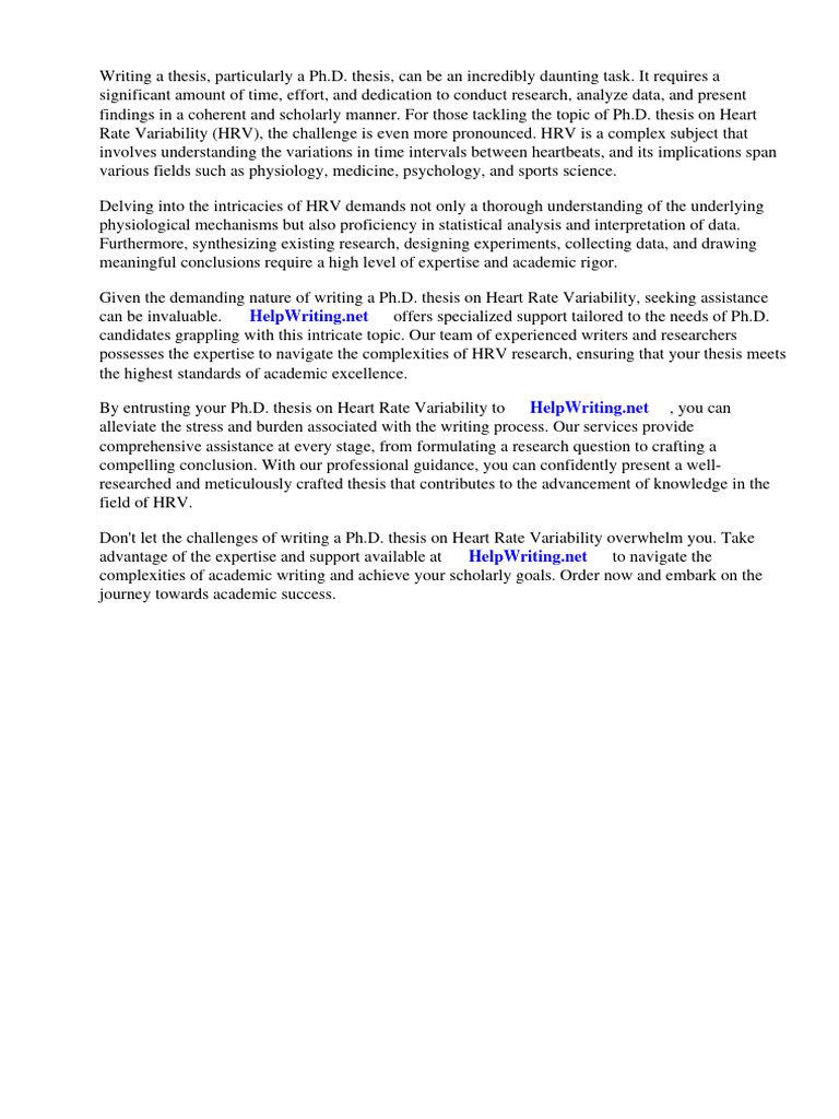 PHD Thesis Heart Rate Variability | PDF | Science & Mathematics