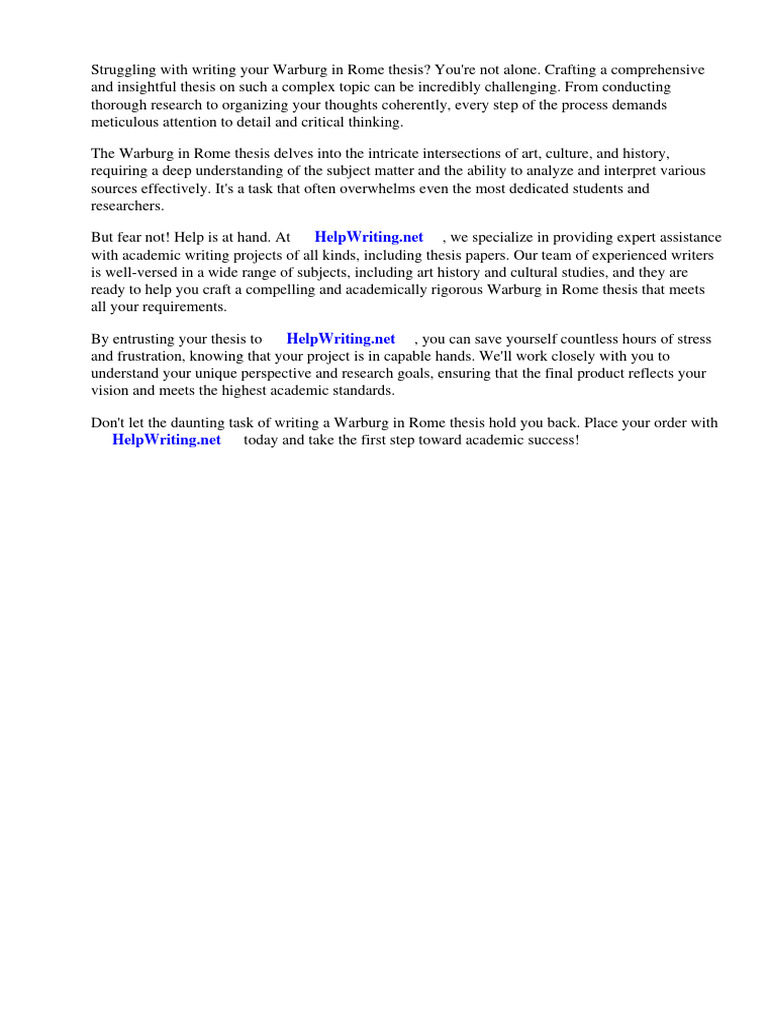 Warburg in Rome Thesis | PDF