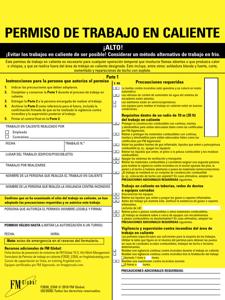 Hot Permit FM Global | PDF | Soldadura | Construcción