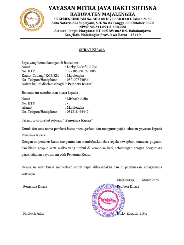 SURAT KUASA Pajak | PDF SURAT KUASA Pajak | PDF