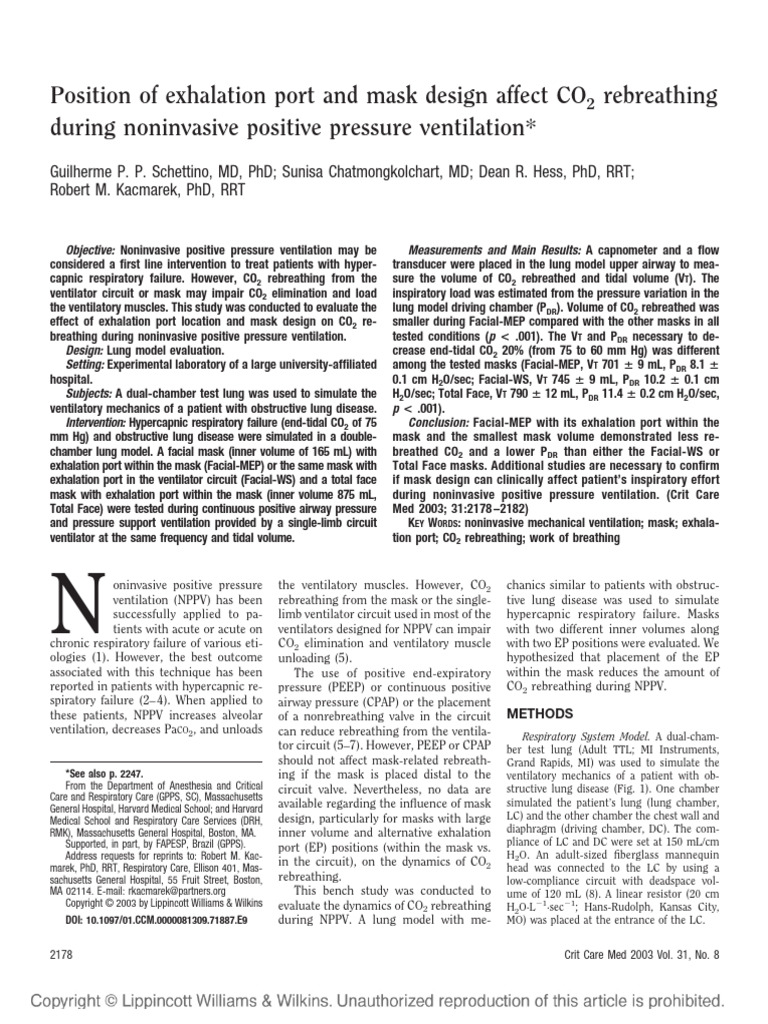 Exhalation Port in NIV | PDF | Diseases And Disorders | Medical Treatments