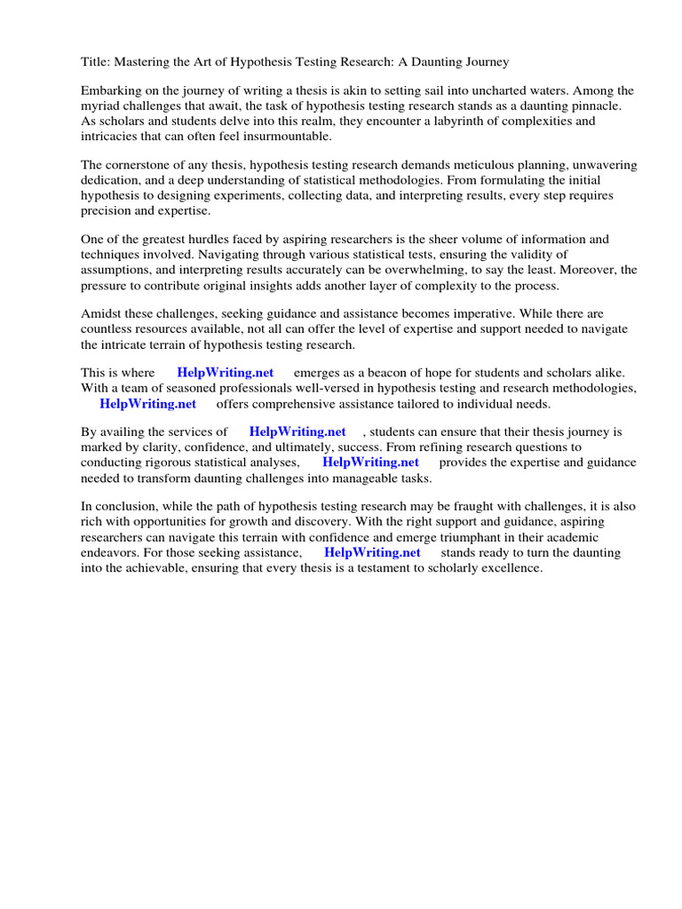 Hypothesis Testing Research Definition | PDF | Career & Growth