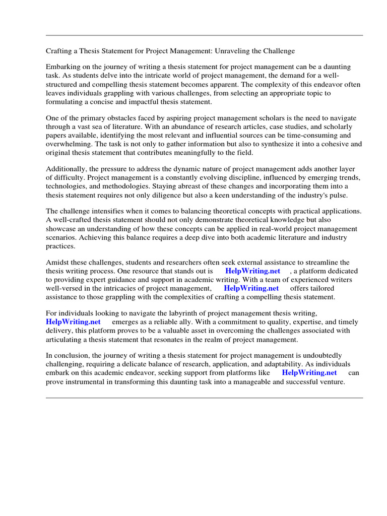 Thesis Statement For Project Management | Download Free PDF | Thesis ...
