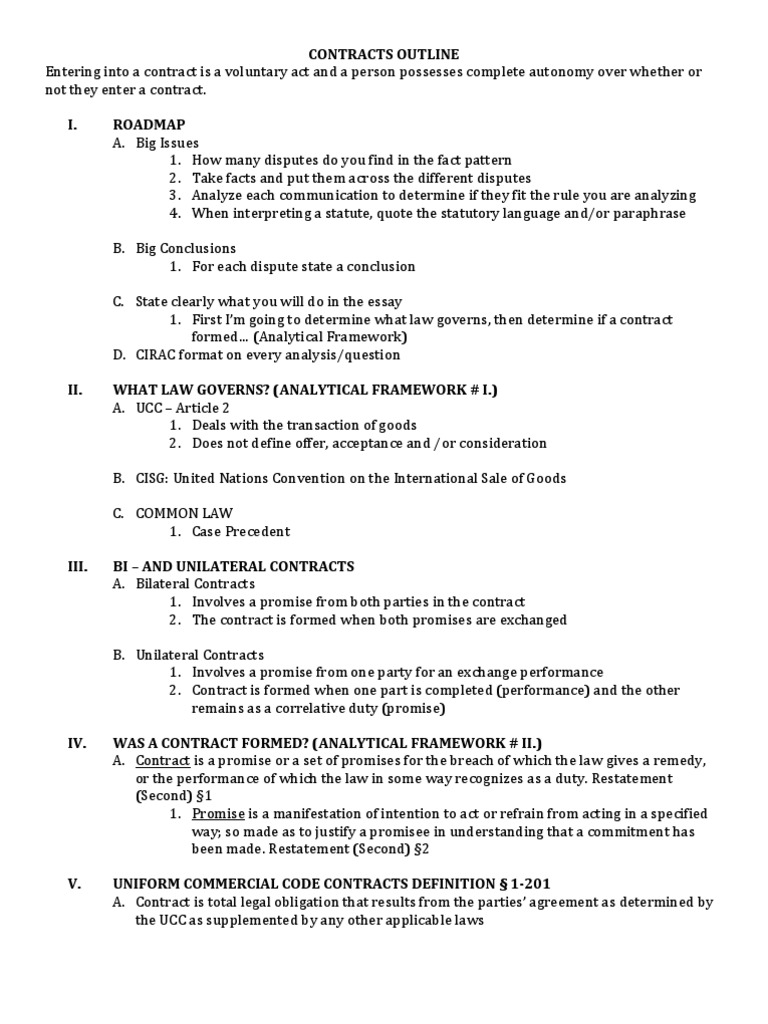 Contracts Outline Revised | PDF | Offer And Acceptance | Uniform ...