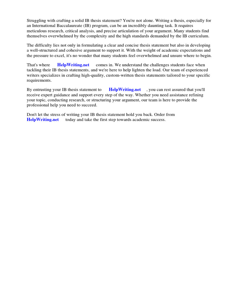 Ib Thesis Statement | PDF | Essays | Thesis
