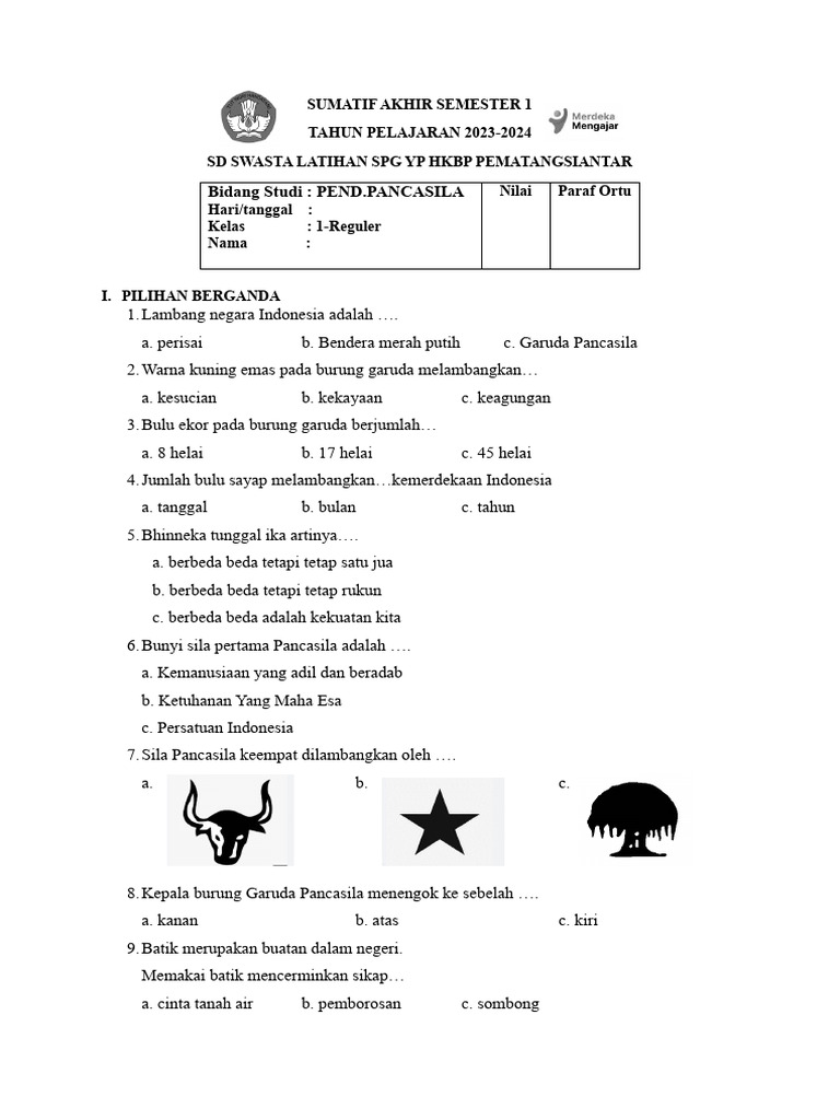 Sumatif Akhir Semester Pendidikan Pancasila | PDF