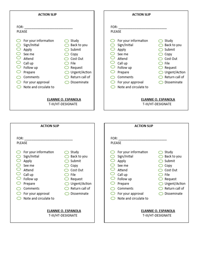 Action Slip | PDF