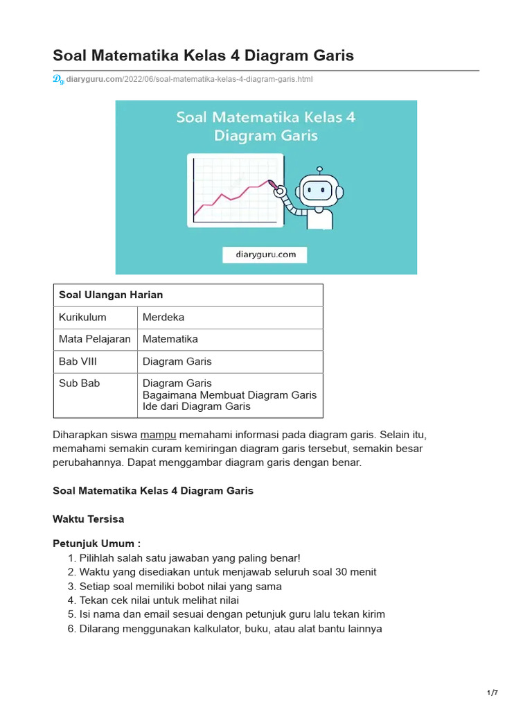 diaryguru.com-Soal Matematika Kelas 4 Diagram Garis | PDF