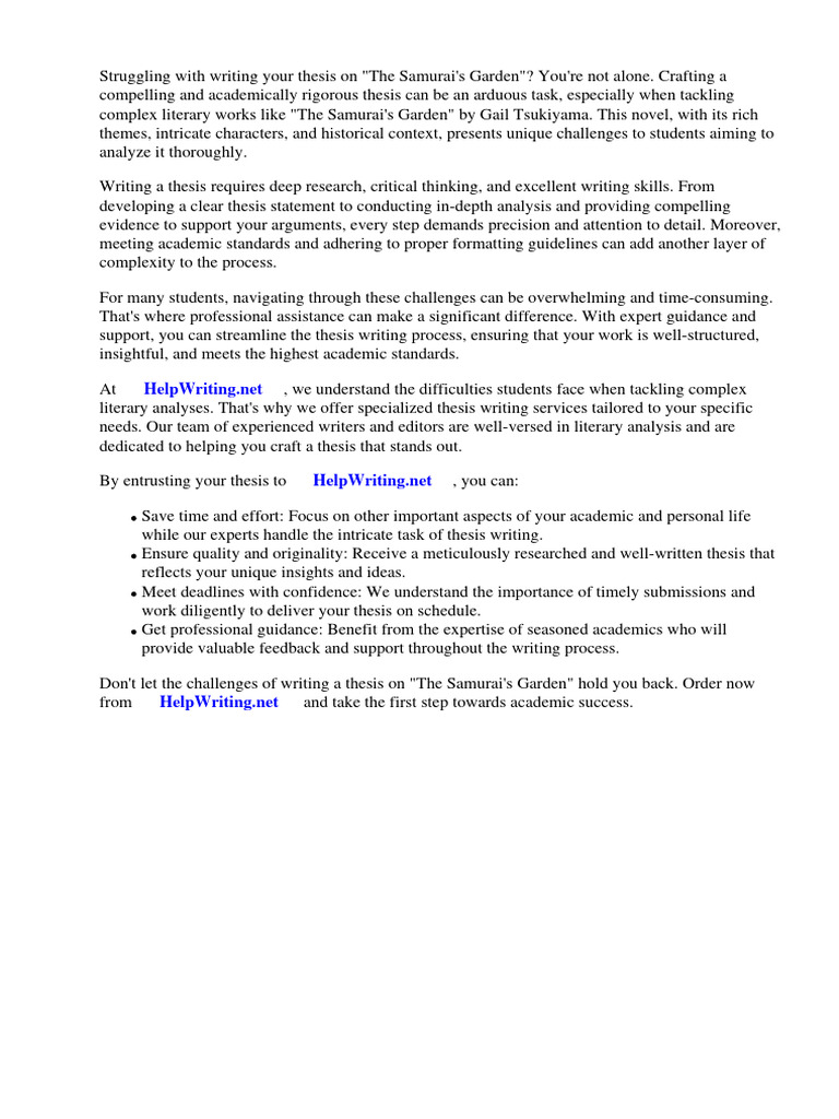 Samurais Garden Thesis | PDF | Thesis | Samurai