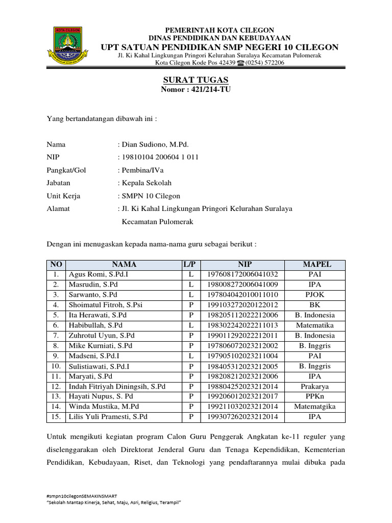 Surat Tugas CGP 11 | PDF