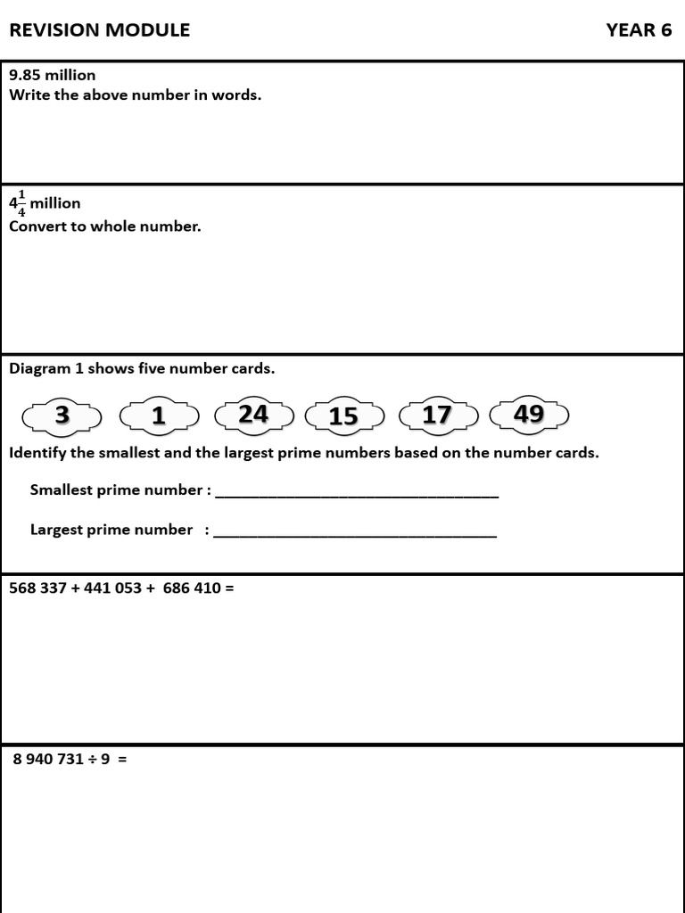 Year 6 Math Revision Module | PDF
