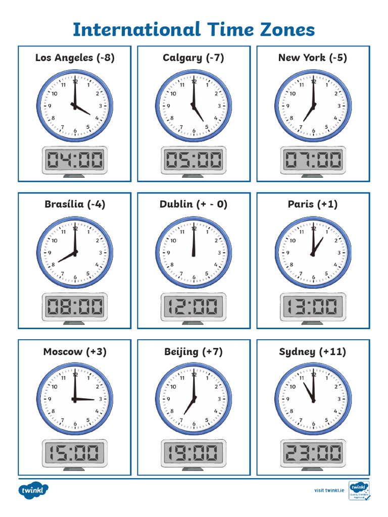 Time Zone Worksheet 1 | PDF