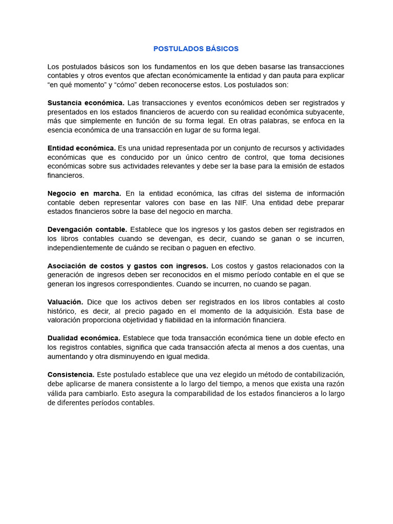 Postulados Básicos | PDF