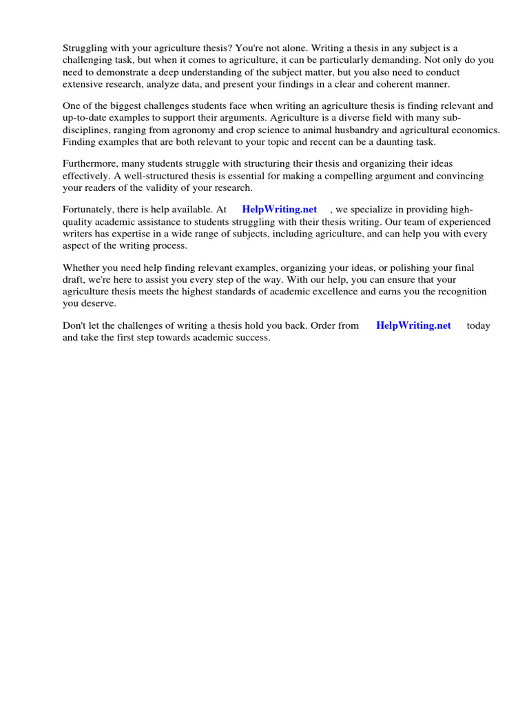 Agriculture Thesis Examples | PDF | Agriculture | Organic Farming