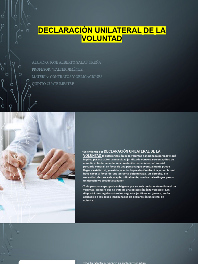 Declaracion Unilateral de La Voluntad | PDF | Oferta (economía) | Justicia