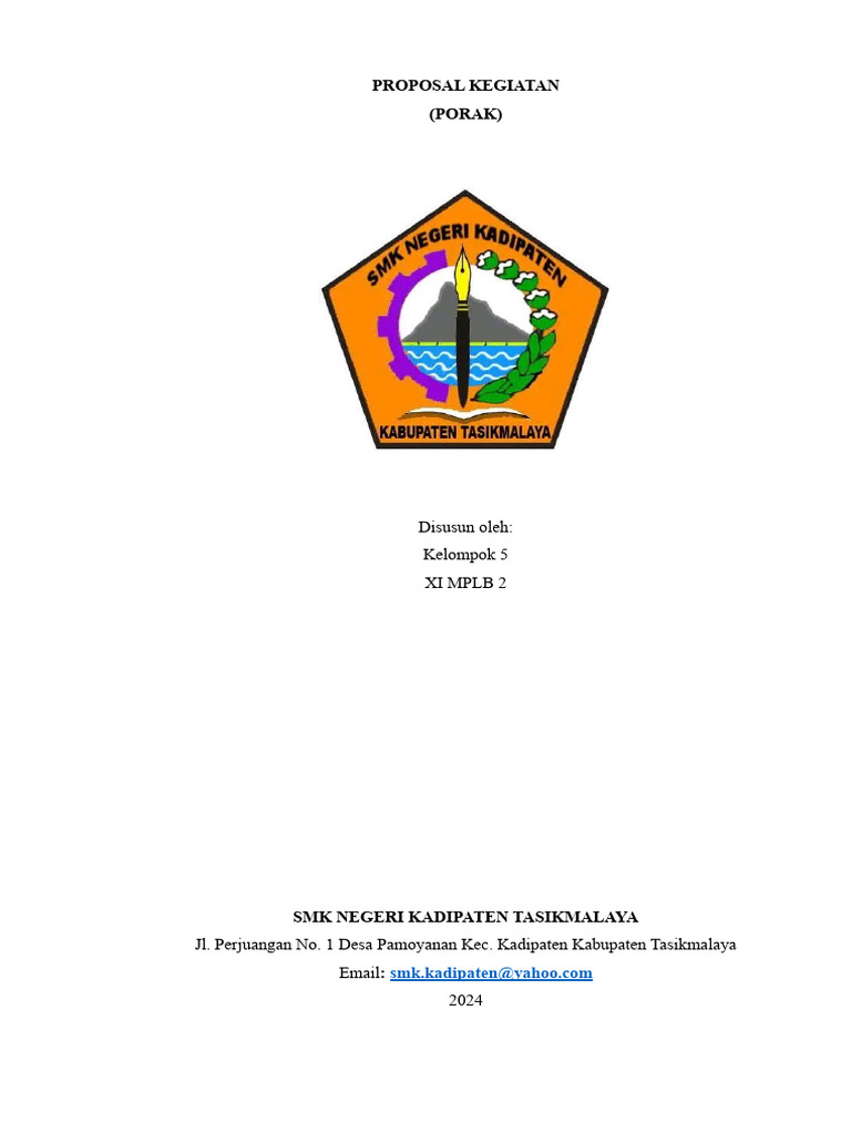 Proposal Kegiatan PORAK SMK Kadipaten | PDF