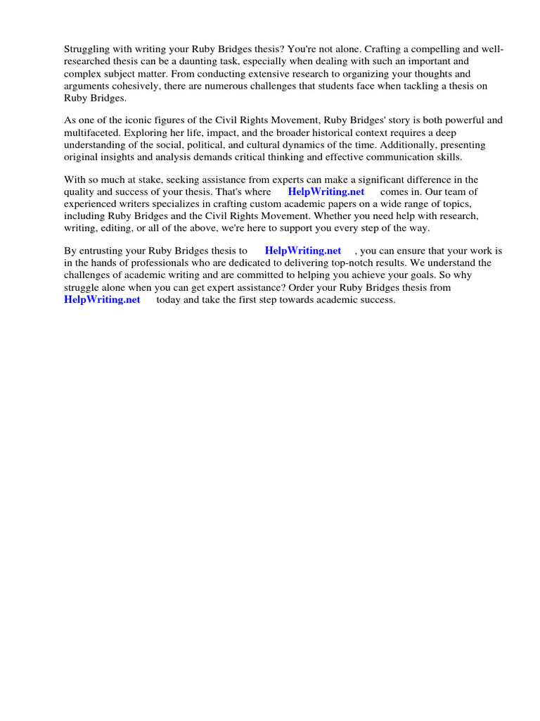 Ruby Bridges Thesis | PDF
