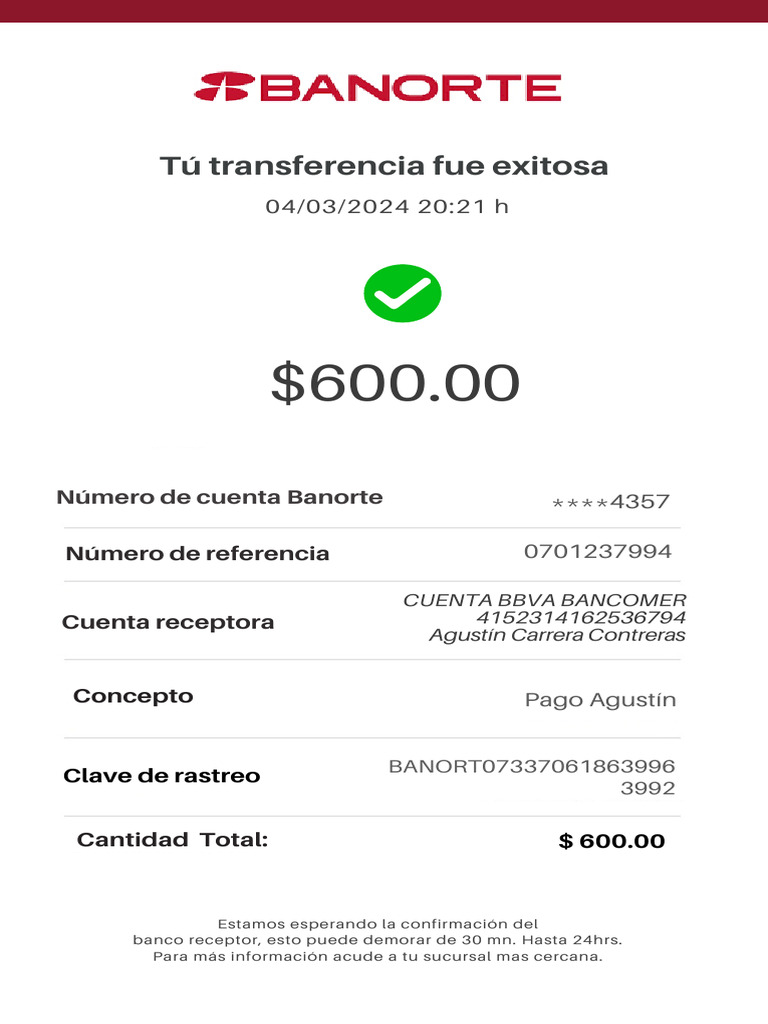 Comprobante de envío SPEI - Banorte ;140823._20240304_202419_0000 | PDF