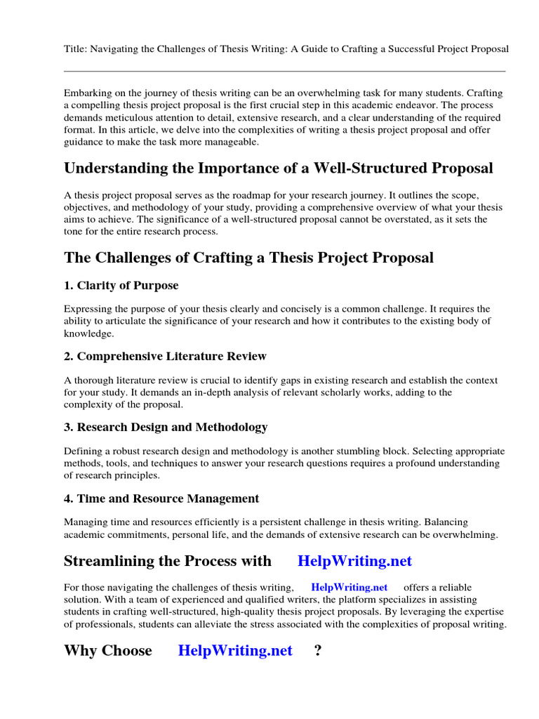 Thesis Project Proposal Format | PDF