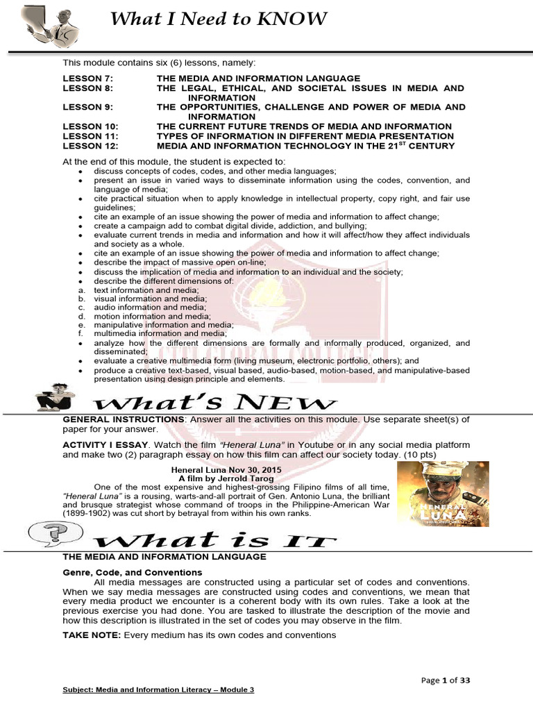 Media and Information Literacy - Module 3 | PDF