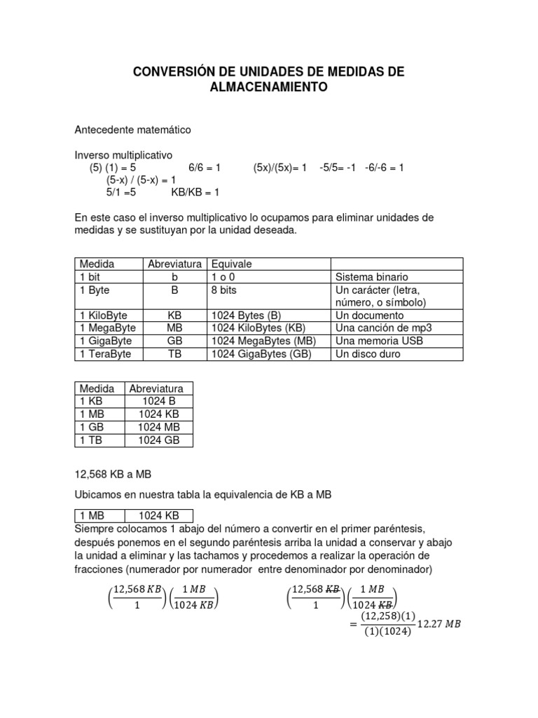 Conversion Unidades de Medida Bytes | PDF | Byte | Informática