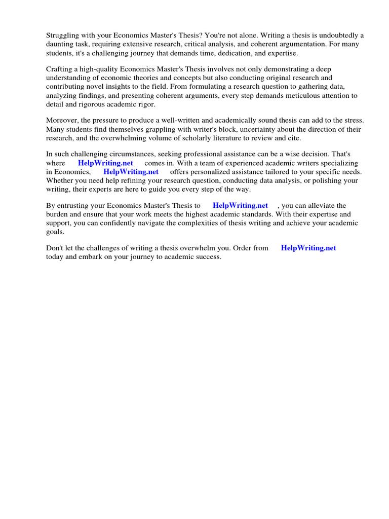 Economics Masters Thesis | PDF | Economics | Thesis