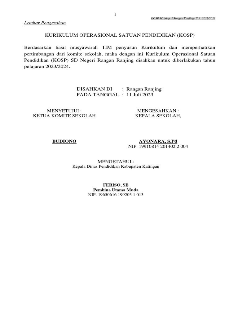 KOSP - SDN Rangan Ranjing 20232024 | PDF