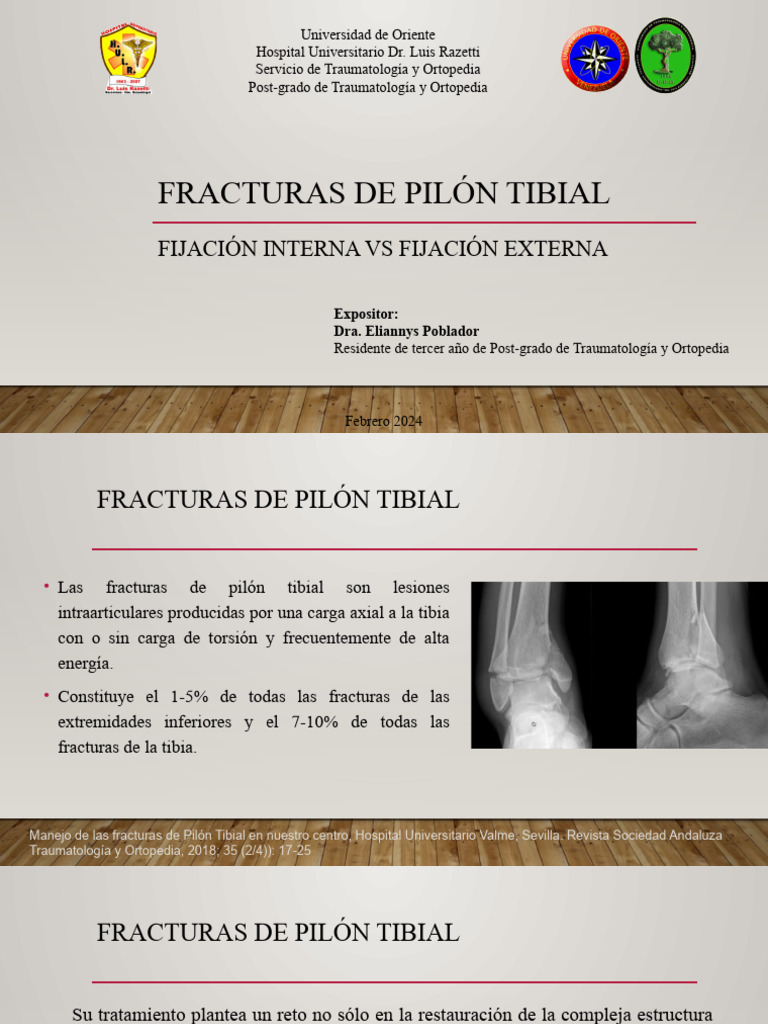 Ficha FX Pilon Tibial Tto Eliannys Poblador 2 | PDF | Traumatologia | Especialidades Medicas