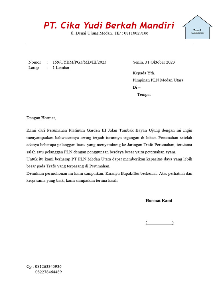 Surat Permohonan Ke Pln Pdf