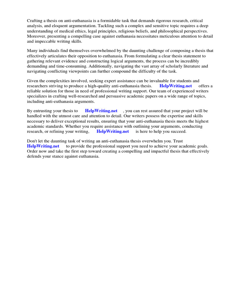 Anti Euthanasia Thesis | PDF