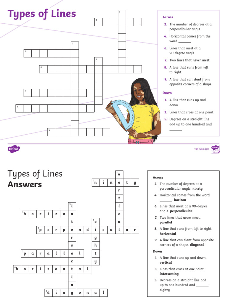 Ni N 1659623537 Types of Lines Crossword - Ver - 1 | PDF
