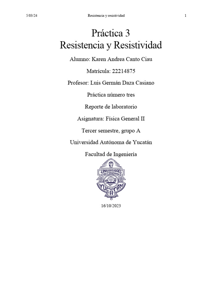 Resistencia y Resistividad | PDF | Corriente eléctrica | Cantidad