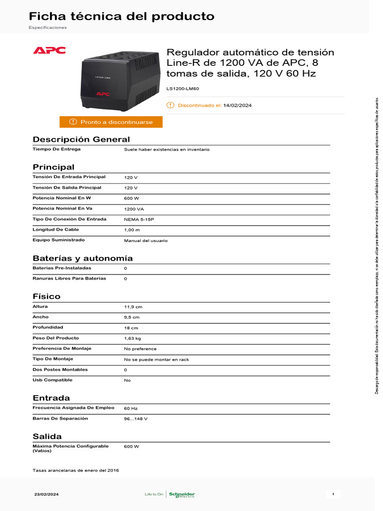 Schneider Electric - LineR - LS1200-LM60 | PDF