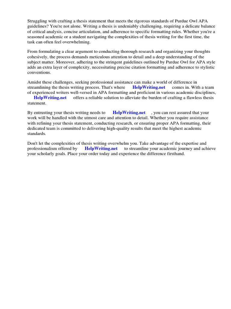 Purdue Owl Apa Thesis Statement | PDF