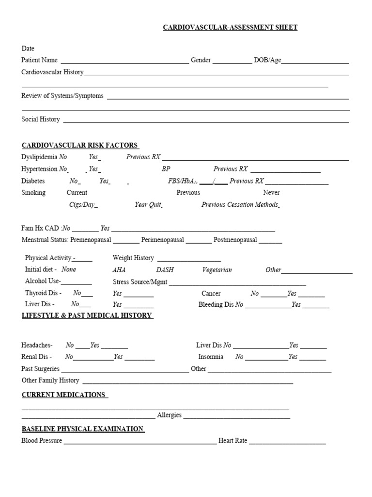 Cardiovascular Assessment Tool | PDF