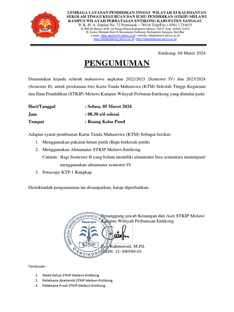 Perekaman Foto KTM STKIP Melawi 2024 | PDF