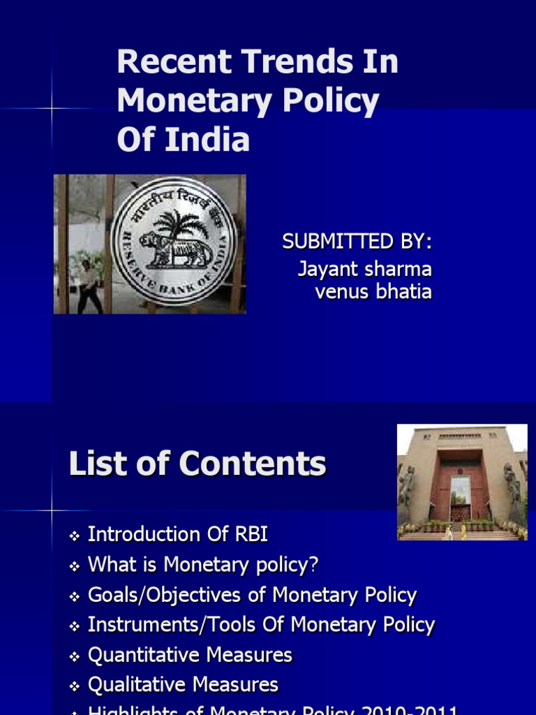 Ppt | Reserve Bank Of India | Monetary Policy | Free 30-day Trial | Scribd