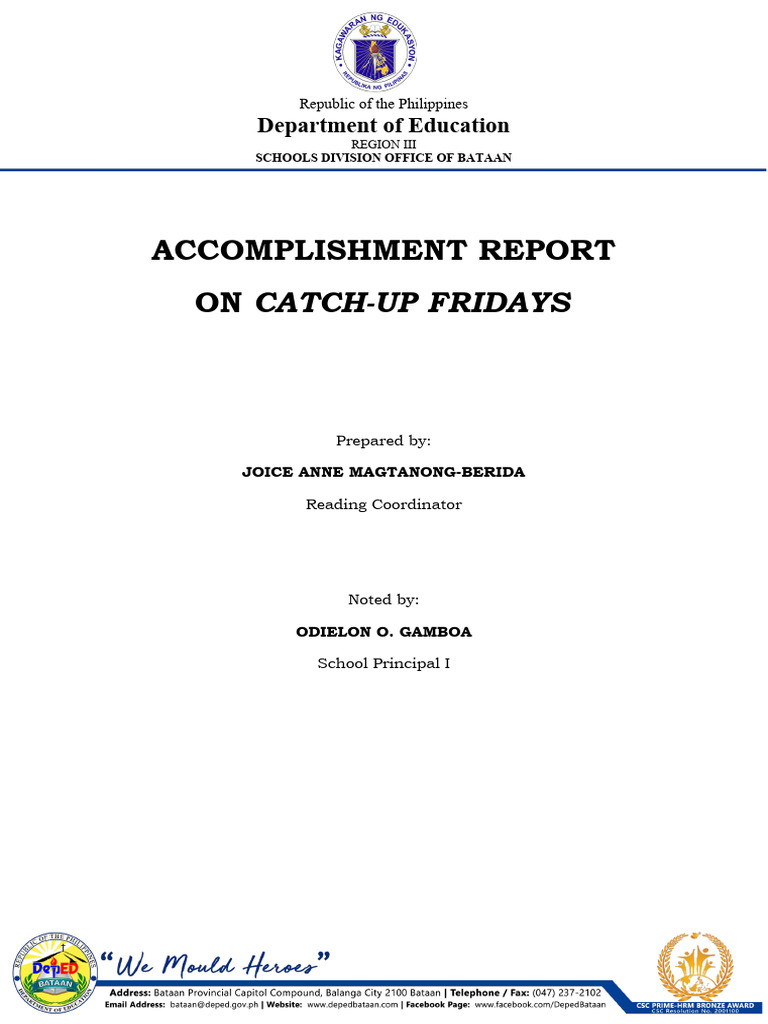 Narrative Report On Catch-Up Friday | PDF | Education Theory | Cognition